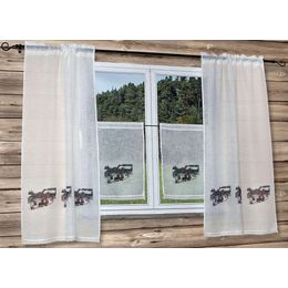 Gardine, B:90cm H:240cm, beige, HOSSNER - ART OF HOME DECO, Polyester, K&uuml;che, Gardinen, "Winterm&auml;rchen", Landhaus-Look