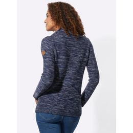 Casual Looks Damen Troyer "Troyer", blau, Gr. 44, gemustert, mehrfarbig, meliert, 54% Baumwolle, 46% Polyacryl, Pullover
