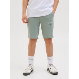 Jack & Jones Jungen Sweatshorts "JPSTLOGO SWEAT SHORTS 2 COL SN GMS JNR", gr&uuml;n, Gr. 128, JACK & JONES JUNIOR, bedruckt, Sweatware, Obermaterial: 70% Baumwolle,