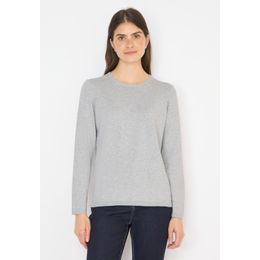 Strickpullover Cecil, Damen, Gr. L (42), chalk grau melange, Web, 60% Baumwolle, 40% Viskose, meliert, normal normal, Rundhals, abgesteppt, Pullover, aus Feinstrick