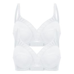 Felina Damen Bügelloser BH "2er Pack BH ohne Bügel Weftloc", Gr. 110, weiß, Obermaterial: 75% Polyamid PA. 25% Elasthan EL., BHs