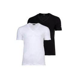Dsquared2 Herren T-Shirt "T-Shirt TWIN PACK V-NECK T-SHIRT 2er Pack", schwarz, Gr. M, Obermaterial: 94% Baumwolle CO. 6% Elasthan EL., Shirts