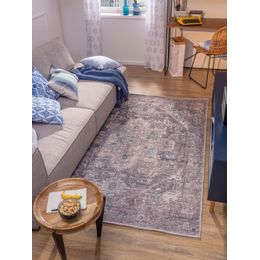 Teppich Tom Tailor HOME, B:48cm H:5mm L:70cm, grau, Baumwolle, Kunstfaser, Wohnzimmer, Teppiche, "Funky Orient Tabriz", Kurzflor, Orient-Optik,