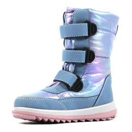Richter Damen Winterstiefel "Husky WMS: Weit", Gr. 26, blau, Lederimitat, Textil, metallic, Schuhe, Klettstiefel mit wasserdichtem Sympatex,