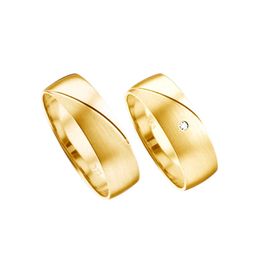 Firetti Damen Trauring "Schmuck Geschenk Gold Hochzeit Ehering Trauring "LIEBE"", 21, 0,01 SI = kleine Einschl&uuml;sse mit Brillant, Gelbgold 375, 6mm,