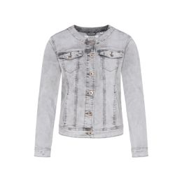SOCCX Damen Jeansjackelight grau printed, Gr. XXXL, unifarben, Jeans, Material: 72% Baumwolle, 27% Polyester, 1% Elasthan, Jacken, mit Brusttaschen