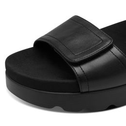 Tamaris Damen Keilsandalette, Gr. 39, schwarz, Lederimitat, Schuhe, Plateau, Sommerschuh, Riemchensandale mit Klettverschl&uuml;ssen