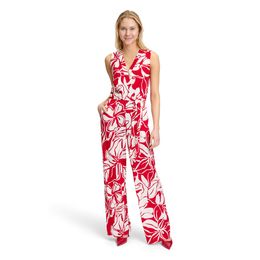 Vera Mont Damen Overall "Damen Jumpsuit mit Bindegürtel", rot, Gr. 42, Jersey, Obermaterial: 96% Polyester, 4% Elasthan. Futter: 100% Polyester.,
