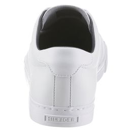 Tommy Hilfiger Herren Sneaker "ESSENTIAL LEATHER SNEAKER", Gr. 40, wei&szlig;, Leder, Schuhe, Freizeitschuh, Halbschuh, Schn&uuml;rschuh mit Flaggenstickerei