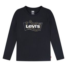 LEVI'S KIDS M&auml;dchen Langarmshirt "LVG LS BATWING FILL", schwarz, Gr. 4, bestickt, Jersey, Obermaterial: 60% Baumwolle, 40% Polyester, Shirts, mit