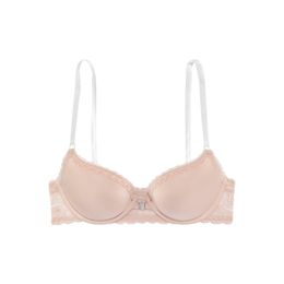 Lascana Damen Push-up-BH, Gr. 90, beige, Spitze, Obermaterial: 60% Polyamid, 35% Polyester, 5% Elasthan, BHs, mit Vorderverschluss und transparenten
