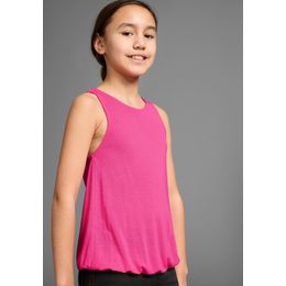 Kidsworld M&auml;dchen Tanktop "Viskose - Top", pink, Gr. 140, unifarben, Jersey, Obermaterial: 100% Viskose, Tops, mit Spitzeneinsatz im R&uuml;cken