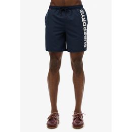 Superdry Herren Badeshorts "SPORT GRAPHIC 17 SWIM SHORT", blau, Gr. L, bedruckt, Web, Polyester, Badehosen