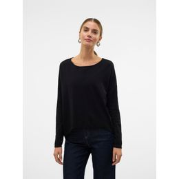 V&eacute;ro Moda VERO MODA Damen Rundhalspullover "VMBREEZE AURA LS ZIPPER BLOUSE NOOS", schwarz, Gr. XS, unifarben, Strick, Obermaterial: 52% Viskose, 28% Polyester,