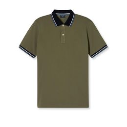 OLYMP Herren Poloshirt "Casual", grün, Gr. M, Piqué, Obermaterial: 100% Baumwolle, Shirts, farbliche Kontrast-Details