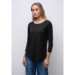 Street One Damen Langarmshirtschwarz, Gr. 34, unifarben, Web, 50% Baumwolle, 50% Modal, Shirts, in Unifarbe