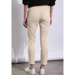 Damen Cargohose, beige, Gr. 42, STREET ONE STUDIO, unifarben, Stoff, 60% Lyocell, 37% Baumwolle, 3% Elasthan, Hosen, aus Lyocell