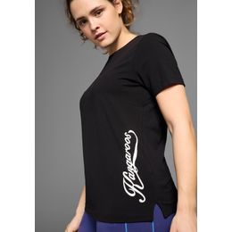 Kangaroos Damen T-Shirt, schwarz, Gr. 52, unifarben, Obermaterial: 95% Baumwolle, 5% Elasthan, Shirts, Kurzarm, casual, unifarben, gro&szlig;e Gr&ouml;&szlig;en
