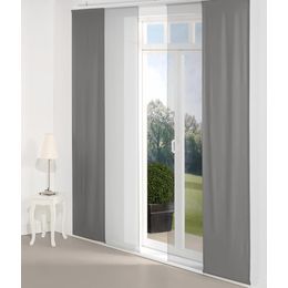 Schiebegardine WIRTH, B:60cm H:225cm, grau, Polyester, Wohnzimmer, Gardinen, "Dim out", inkl. Beschwerungsstange