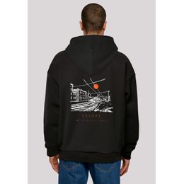 F4NT4STIC Herren Kapuzenpullover "Escape Discover the World Town Train Station", schwarz, Gr. XL, Obermaterial: 100% Baumwolle, Pullover, Premium