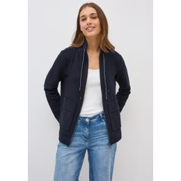 Cecil Damen Cardigan, blau, Gr. XXL, unifarben, Web, 77% Baumwolle, 20% Polyester, 3% Elasthan, Strickjacken, aus Baumwolle mit Stretchanteil