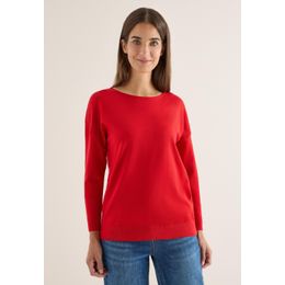 Strickpullover Cecil, Damen, Gr. L (42), fiery rot, Stoff, 50% Viskose, 28% Polyester, 22% Nylon, unifarben, comfort fit normal, U-Boot-Ausschnitt, Bündchen, Pullover, aus softem Materialmix