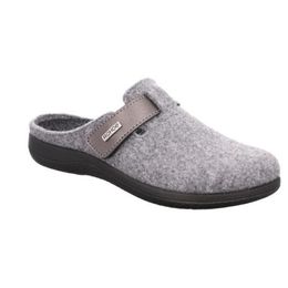 Rohde Damen Pantoffel "BARI", Gr. 39, grau, Filz, Schuhe, Hausschuh, Clog mit Klettverschluss-Riemchen