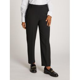 Tommy Hilfiger Damen Webhose "PUNTO SLIM STRAIGHT PANT", schwarz, Gr. 36, unifarben, Web, Obermaterial: 68% Polyester, 28% Viskose, 4% Elasthan,