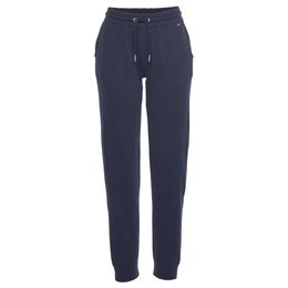 H.I.S. H.I.S Damen Relaxhose, Gr. 36, blau, Interlock, Obermaterial: 60% Baumwolle, 40% Polyester, unifarben, Basic, Hosen, im maritimen Stil, Loungeanzug