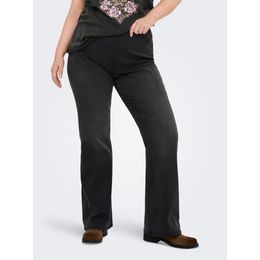 Only CARMAKOMA Damen Jeansleggings "CARROYAL MID WAIST FLARED LEGGING", schwarz, Gr. 50, unifarben, Denim/Jeans, Obermaterial: 69% Baumwolle, 29%