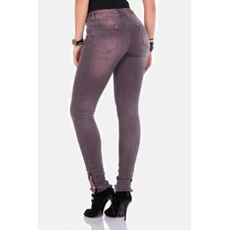 Cipo & Baxx CIPO & BAXX Damen Regular-fit-Jeans "Jeans", pink, Basic, Gr. 27, unifarben, 98% Baumwolle, 2% Elasthan, Jeans, in Regular-Fit, WD355