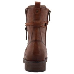 Mustang Shoes Damen Winterstiefelette "Elfi", Gr. 37, braun, Lederimitat, used, Schuhe, Winterstiefel mit Rei&szlig;verschluss und markanter Schn&uuml;rung