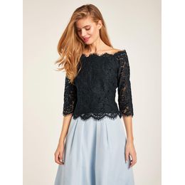 Heine Damen Spitzenbluse, schwarz, Gr. 48, unifarben, 55% Polyester, 45% Polyamid, Blusen