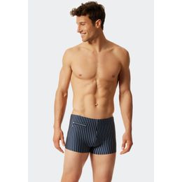Schiesser Herren Badeshorts "Nautical Casual", blau, Gr. 6, gestreift, gewirkt, Baumwolle, Elasthan, Badehosen, Innenslip, kleine Tasche mit RV,