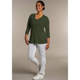 SANDGAARD Damen 3/4-Arm-Shirt, gr&uuml;n, Basic, Gr. 36, unifarben, Jersey, Obermaterial: 95% Viskose, 5% Elasthan, Shirts, mit 3/4-&Auml;rmeln