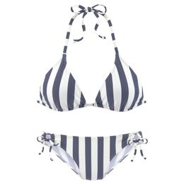 Venice Beach Damen Triangel-Bikini, blau, Gr. 32, gestreift, Recycling-Polyester, Bikini-Sets, mit gewebten Streifen