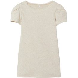 name it Mädchen Kurzarmshirt "NMFKAB TOP NOOS", beige, Gr. 104, meliert, Jersey, Obermaterial: 57% Baumwolle, 38% Modal, 5% Elasthan, Shirts,