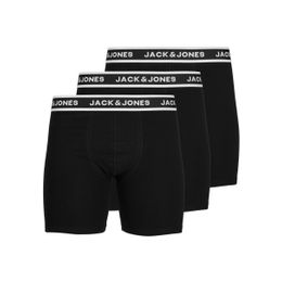 Jack & Jones JACK & JONES Herren Boxershorts "JACSOLID BOXER BRIEFS 3 PACK NOOS", Gr. L, schwarz, Jersey, Obermaterial: 95% Baumwolle, 5% Elasthan, unifarben,