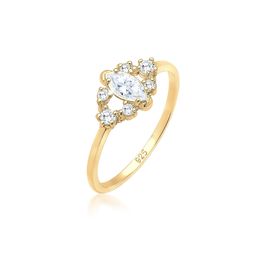 Elli Damen Verlobungsring "Verlobungsring Zirkonia Wei&szlig; 925 Sterling Silber", 52mm, Silber 925 (Sterlingsilber), 1,5mm, gold, Silber 925