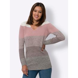Classic Basics Damen Longpullover "Longpullover", rosa, Gr. 56, gemustert, gestreift, mehrfarbig, meliert, 100% Polyacryl, Pullover