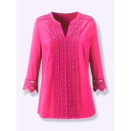 Inspirationen Damen Schlupfbluse, pink, Gr. 40, unifarben, 50% Baumwolle, 50% Polyester, Spitze:100% Baumwolle, Blusen