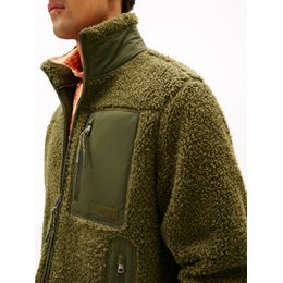 Tommy Hilfiger Herren Sweatjacke "TEDDY FLEECE ZIP THROUGH", gr&uuml;n, Gr. XL, unifarben, Fleece, Obermaterial: 50% Polyacryl, 50% Polyester,