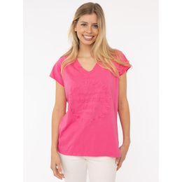 Zwillingsherz Damen Kurzarmshirt ""Positive Mind"", pink, Gr. L, bedruckt, unifarben, Web, Obermaterial: 95% Baumwolle, 5% Elasthan, Shirts,
