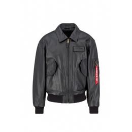Herren Lederjacke "CWU-45/P Leather Heritage", schwarz, Gr. L, Alpha Industries, Obermaterial: 100% Leder, Futter: 100% Polyester, Füllung: 100%