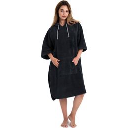 Badeponcho my home, L:100cm, grau, Microfaser, Hausmäntel, "Lillou, Surfponcho ideal für Sauna, Spa & im Urlaub", weich und kuschelig, plüsch,