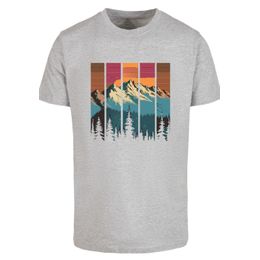 F4NT4STIC Damen T-Shirt "Berg Sonnenuntergang Retro", grau, Gr. XS, Obermaterial: 100% Baumwolle, Shirts, Premium Qualit&auml;t