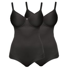 SuSa Damen Body "2er Pack Body mit B&uuml;gel Catania", Gr. 80, schwarz, Obermaterial: 60% Polyamid PA. 25% Elasthan EL. 15% Polyester PES., Bodys