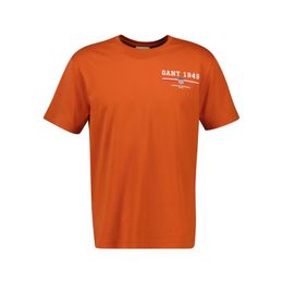 Gant Herren T-Shirt "GRAPHIC SS T-SHIRT", orange, Gr. L, Jersey, Obermaterial: 100% Baumwolle, Shirts, Print, Rundhals