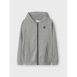 name it Jungen Kapuzensweatjacke "NKMVIMO LS SWEAT CARD BRU NOOS", grau, Gr. 158, unifarben, Sweatware, Obermaterial: 60% Baumwolle, 40% Polyester,