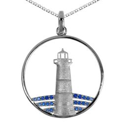 OSTSEE-SCHMUCK Damen Kette mit Anhänger "OSTSEE-SCHMUCK Kette mit Anhänger Leuchtturm 30 mm", 42cm, Silber 925 (Sterlingsilber), L: 42, silber,